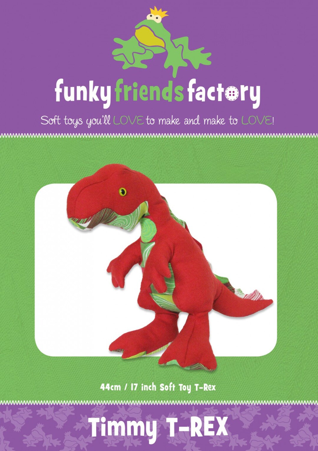 Timmy T-rex Pattern - Funky Friends Factory Pattern (not Digital) for ...