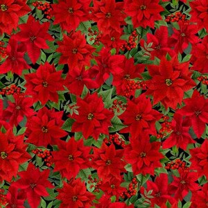 POINSETTIA SPARKLE Minky - Xmas Poinsettia Minky - TT Poinsettias on ...