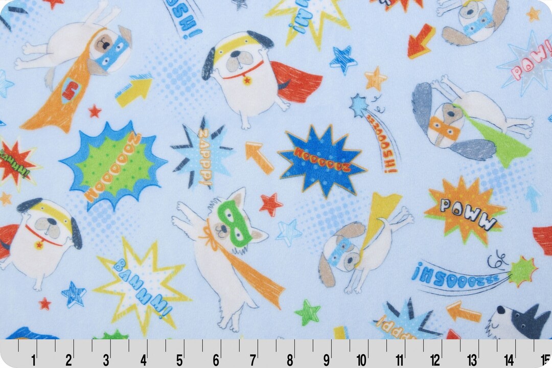 SUPER DOGS MINKY - Shannon Cuddle Minky Super Hero Dogs Minky Super ...