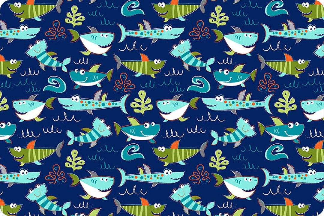 SHARKIES MINKY SEA - Shannon Cuddle Minky Jungle Sharkies Minky Print ...