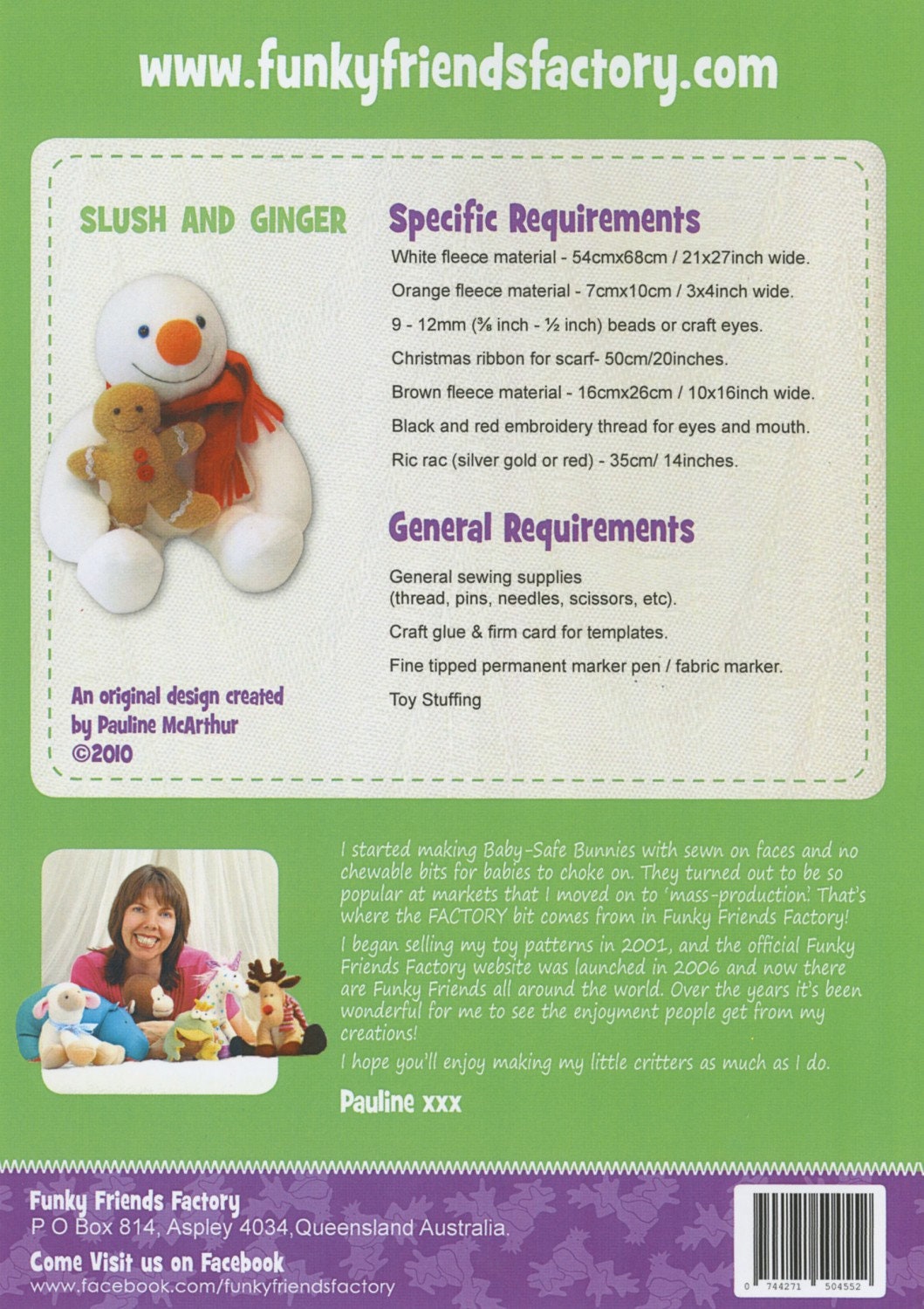 Slush the Snowman Pattern - Funky Friends Factory Pattern (not Digital ...