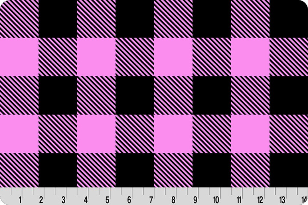 BUFFALO CHECK FUCHSIA Black Minky Fabric - Shannon Cuddle Minky Black ...
