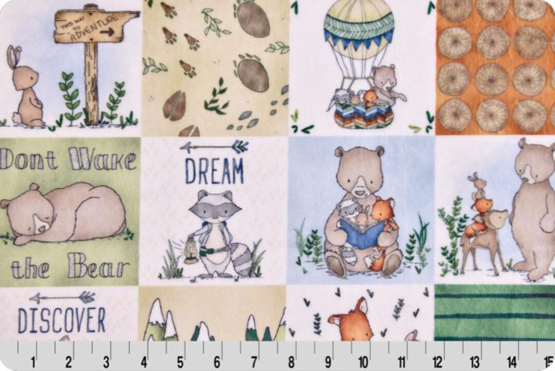 WILDWOOD MINKY WOODLAND - Shannon Cuddle Minky Woodland Animal Minky ...