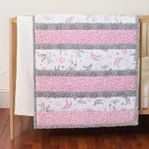 Shannon Cuddle KIT - 28"x37" Bambino Kit Bunny Hunny - Pink Gray Bunny ...
