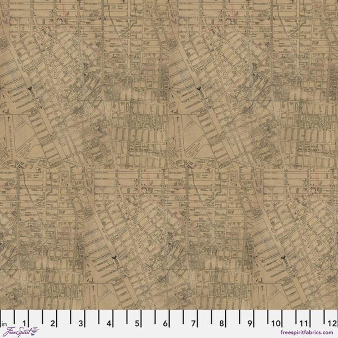 Tim Holtz Neutral Palette - MAP in NEUTRAL Cotton Quilting FABRIC ...