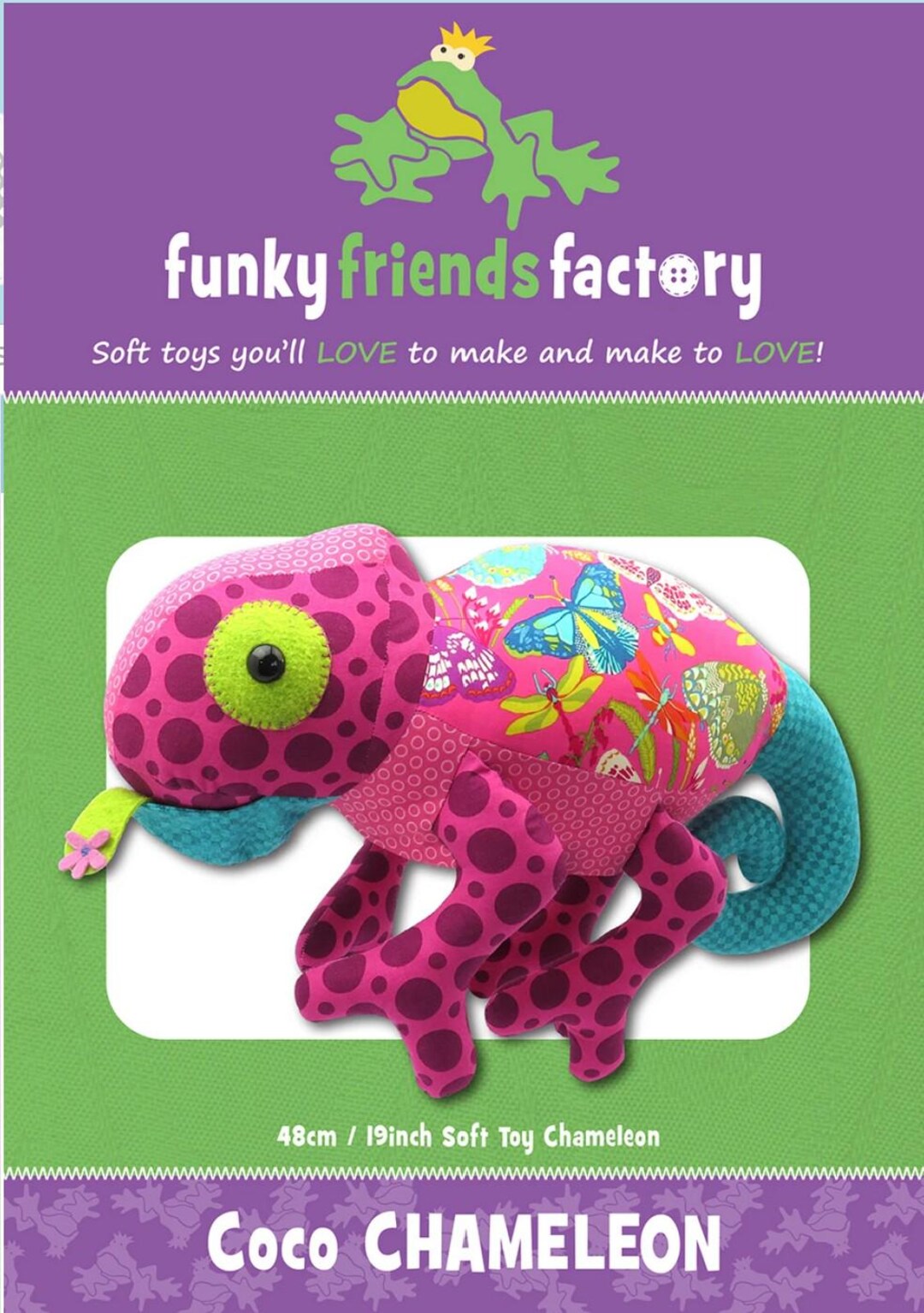 Coco Chameleon Stuffie Pattern - Chameleon Funky Friends Factory Pattern (not Digital) for ...