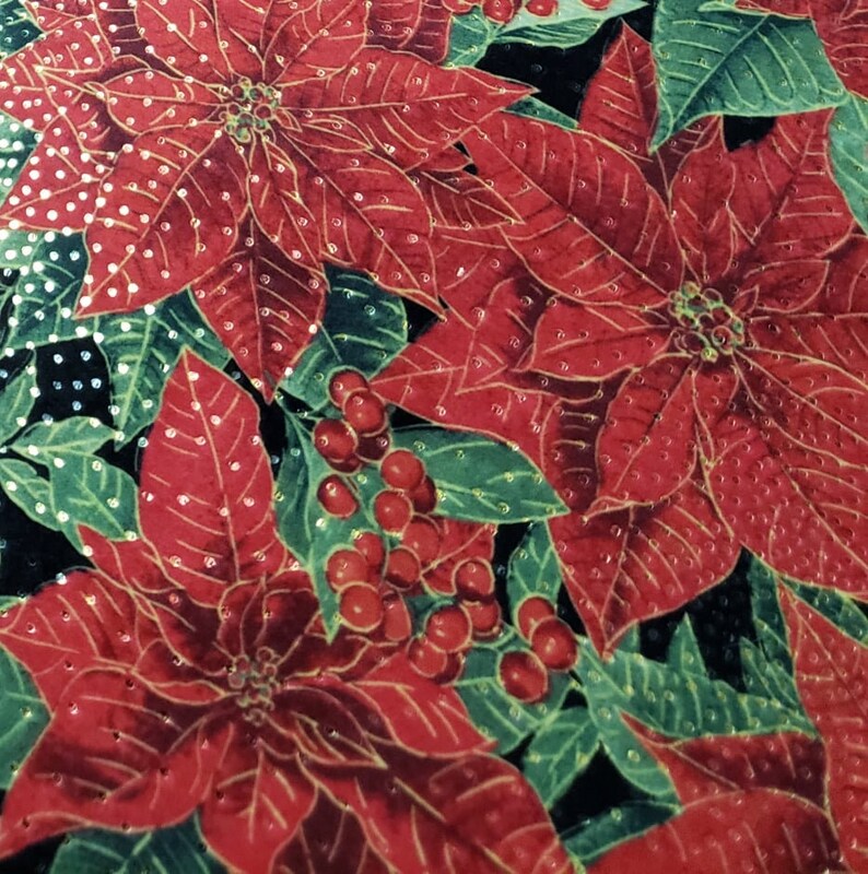 POINSETTIA SPARKLE Minky - Xmas Poinsettia Minky - TT Poinsettias on ...