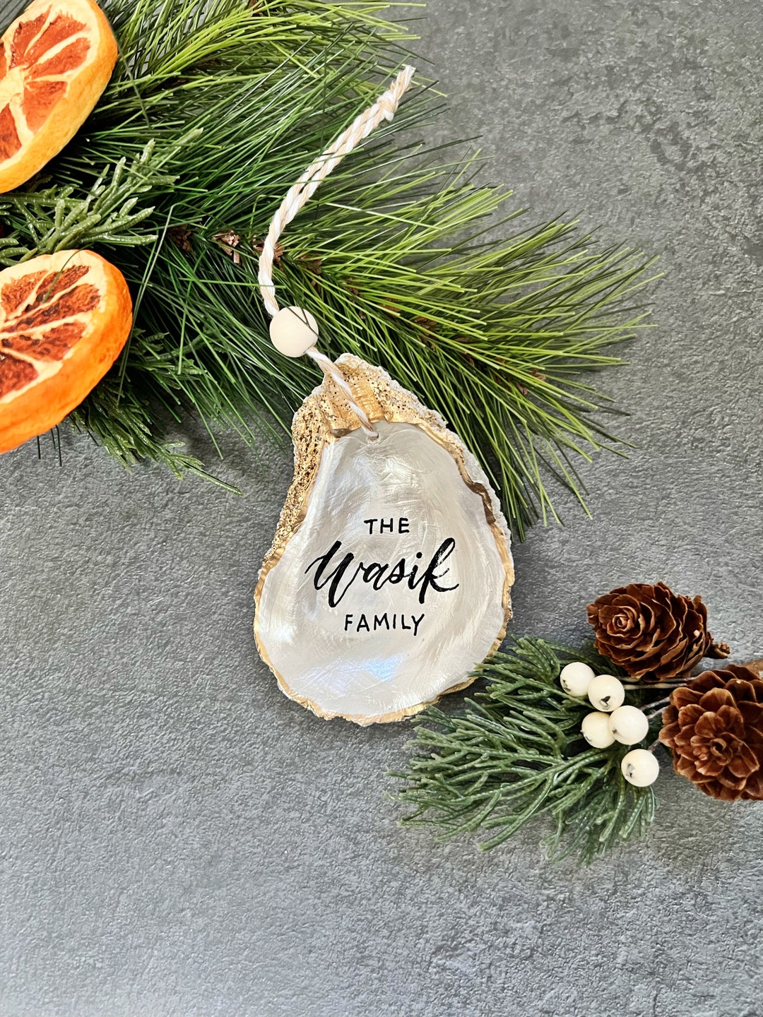 Personalized REAL Oyster Shell Ornament | Christmas Ornament | Custom ...