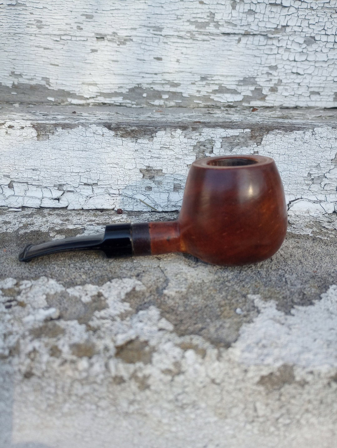 Stubby Apple-shape Pipe From Maple With Mahogany Shank Ring "nosewarmer ...