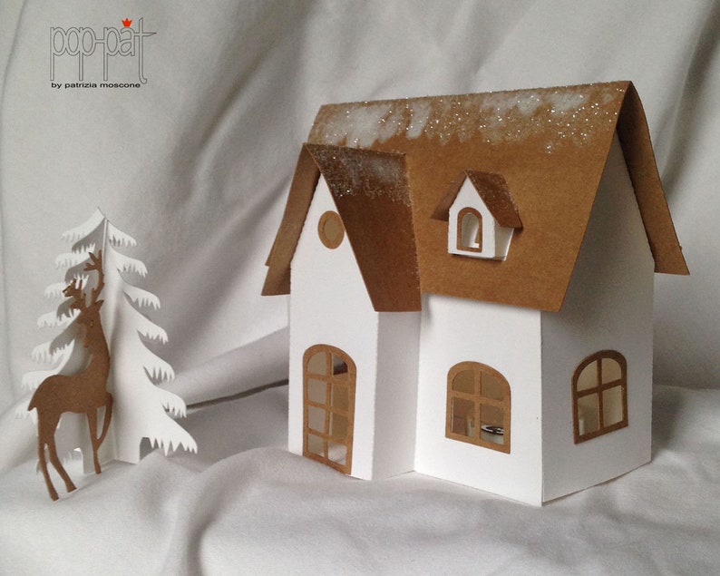 Christmas house paper house svg | Etsy