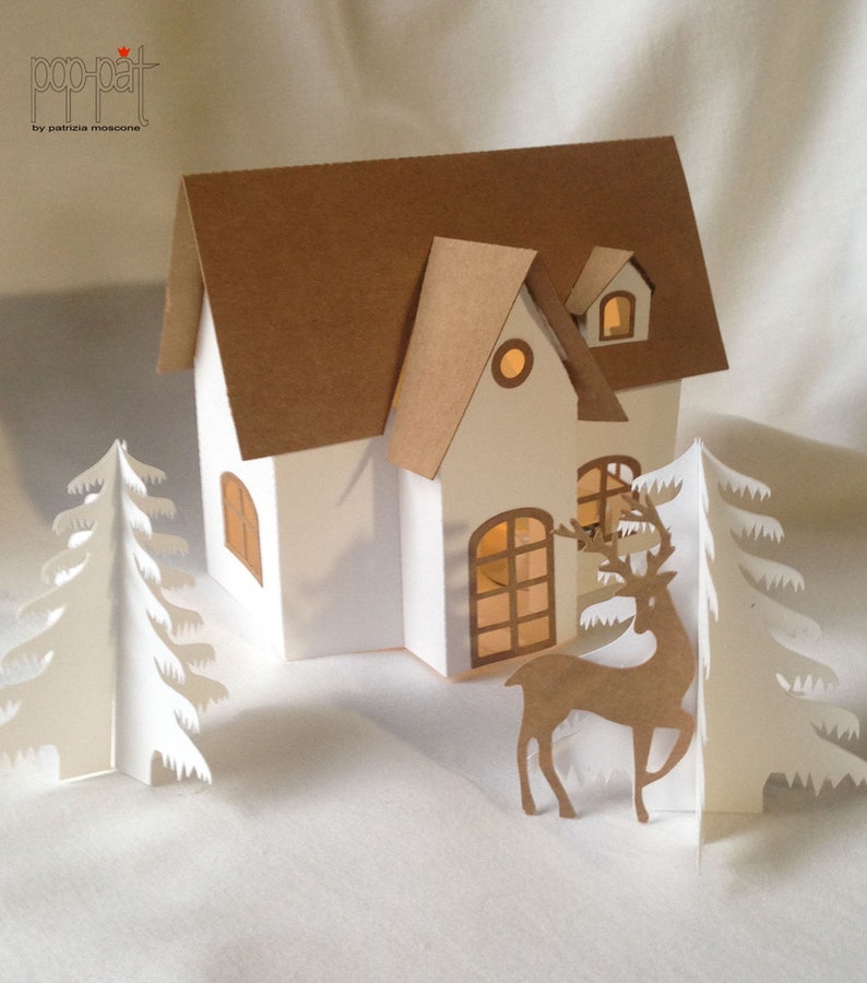 Christmas house paper house svg | Etsy