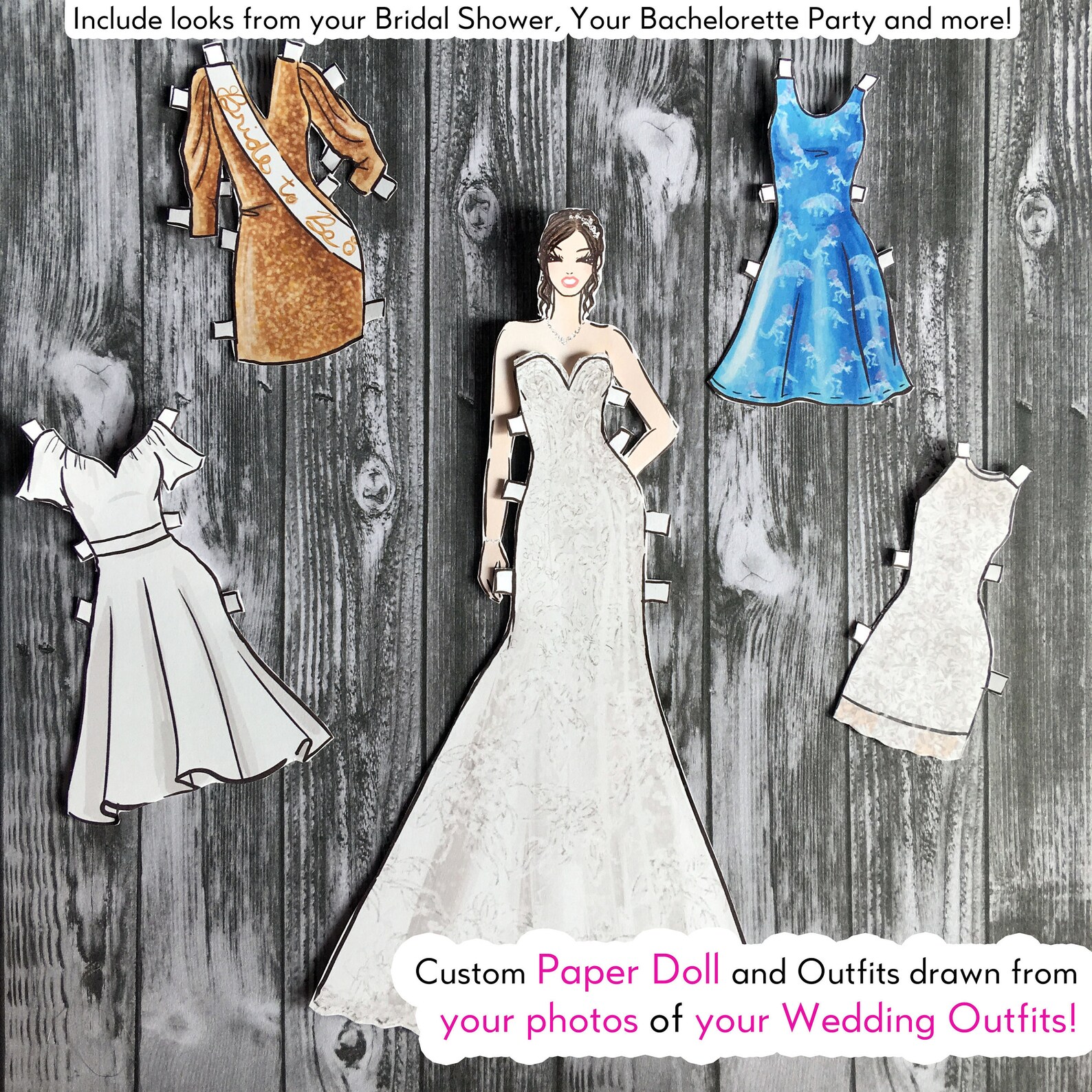 Custom Wedding Paper Dolls Gift Personalized Bride Fashion - Etsy