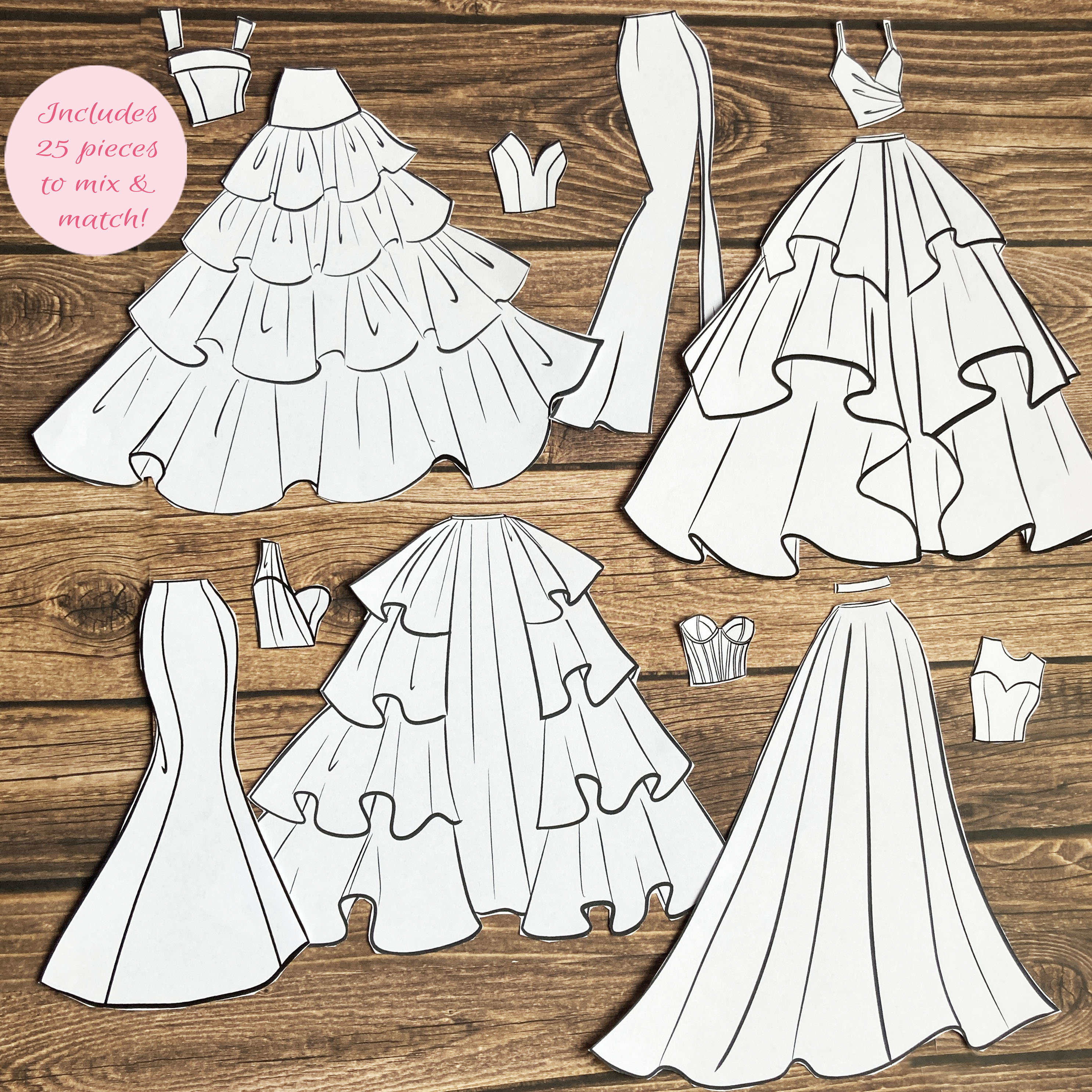 Printable Bridal Shower Game, Design A Wedding Dress Game, Wedding ...