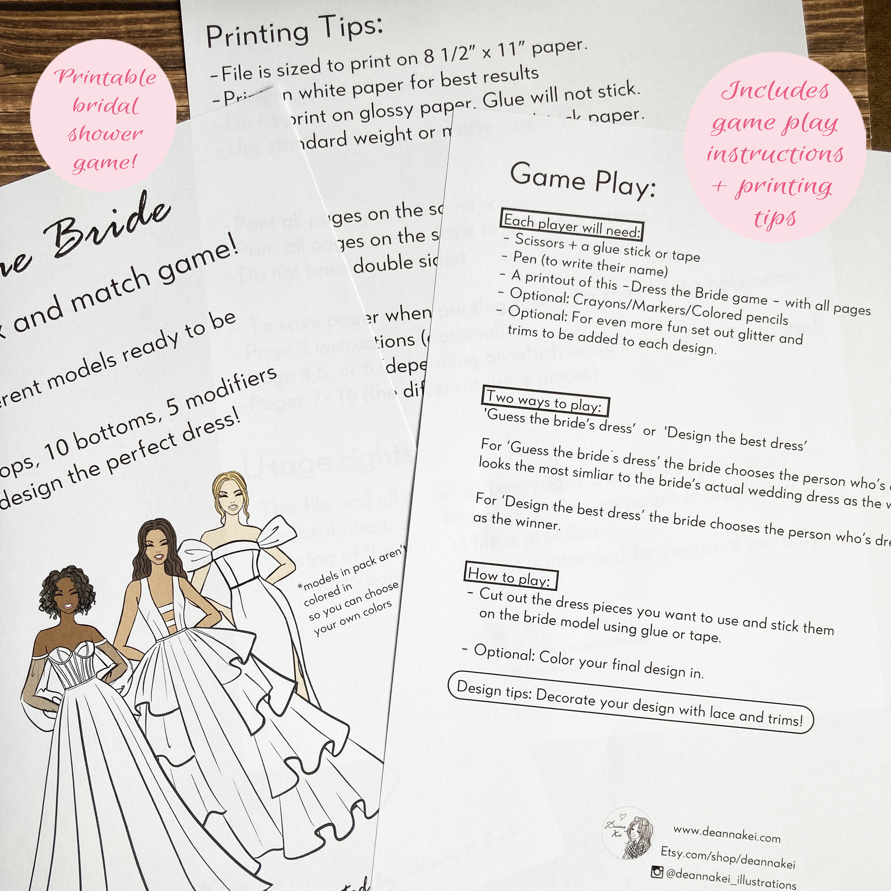 Printable Bridal Shower Game, Design A Wedding Dress Game, Wedding ...