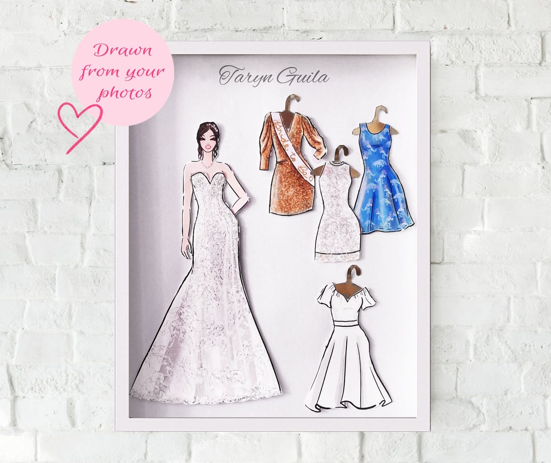 Custom Wedding Paper Dolls Gift, Personalized Bride Fashion ...