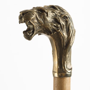 Сane and Walking Stick "lion", Brass, Wood. - Etsy