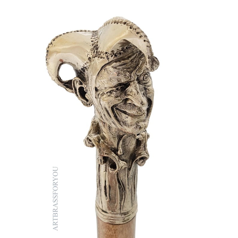 Cane and Walking Stick "joker", Brass, Wood. - Etsy