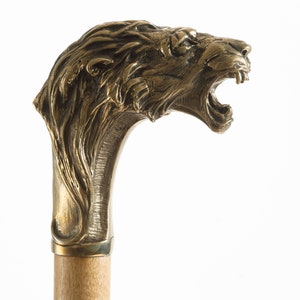 Сane and Walking Stick "lion", Brass, Wood. - Etsy