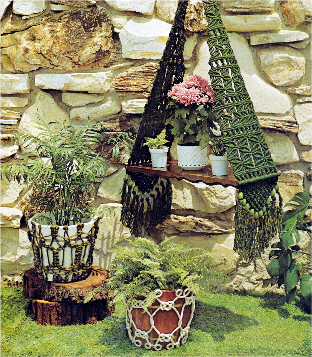 Retro 70s Magic Macrame Platform Hanger & Two Pots Pattern - Etsy