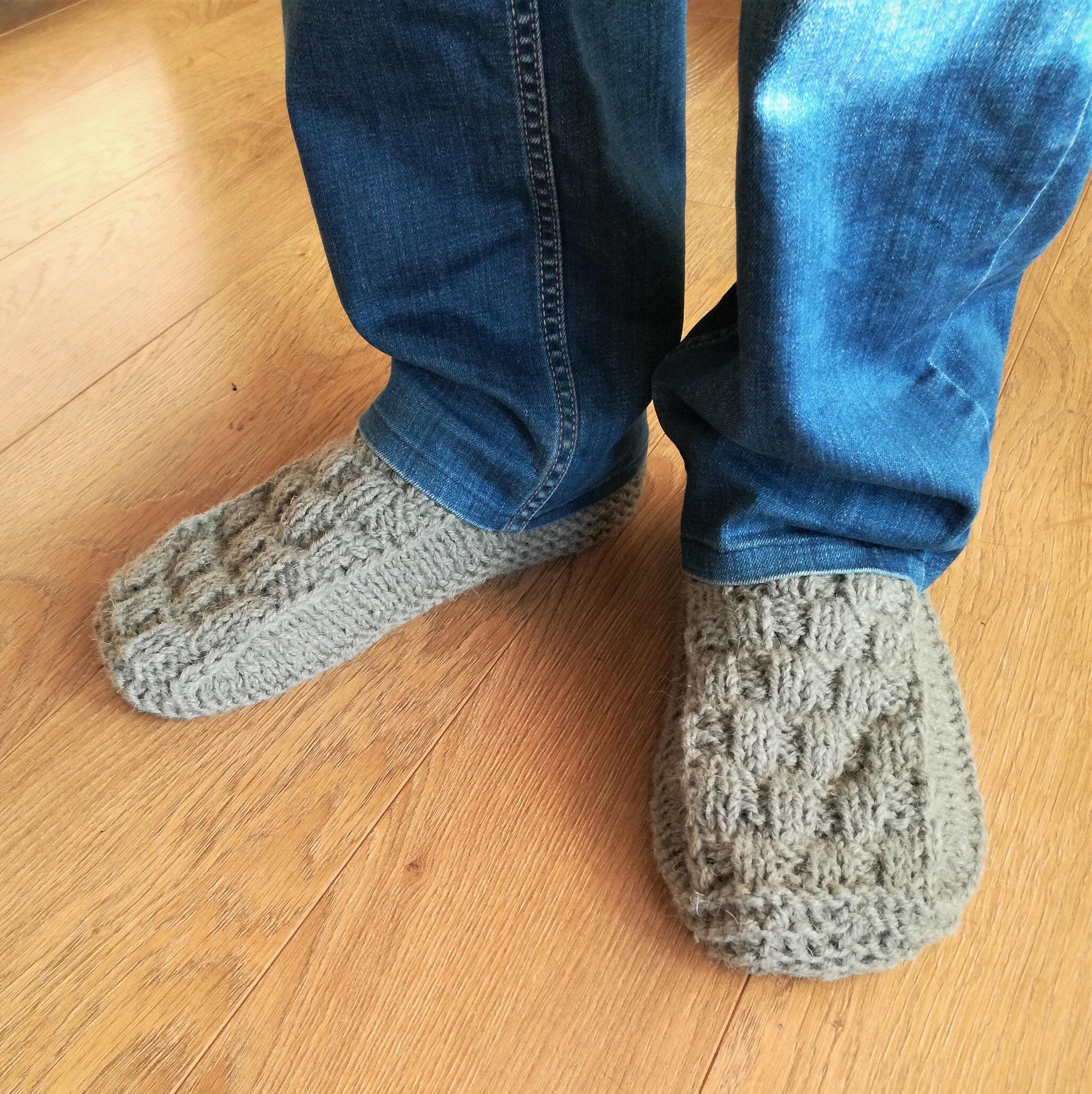 Knit Slippers for Men With Double Non Slip Sole, Crochet Men Slippers ...