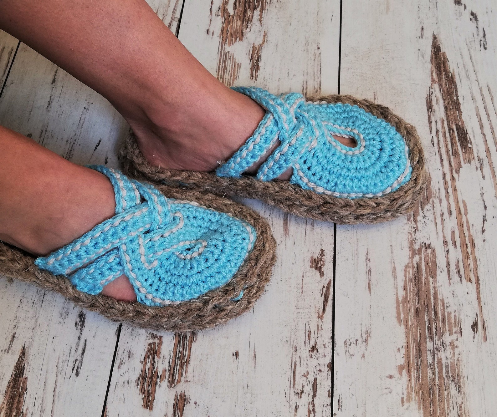 Crochet Summer Outdoor Flip Flops With Rubber Soles /summer House ...