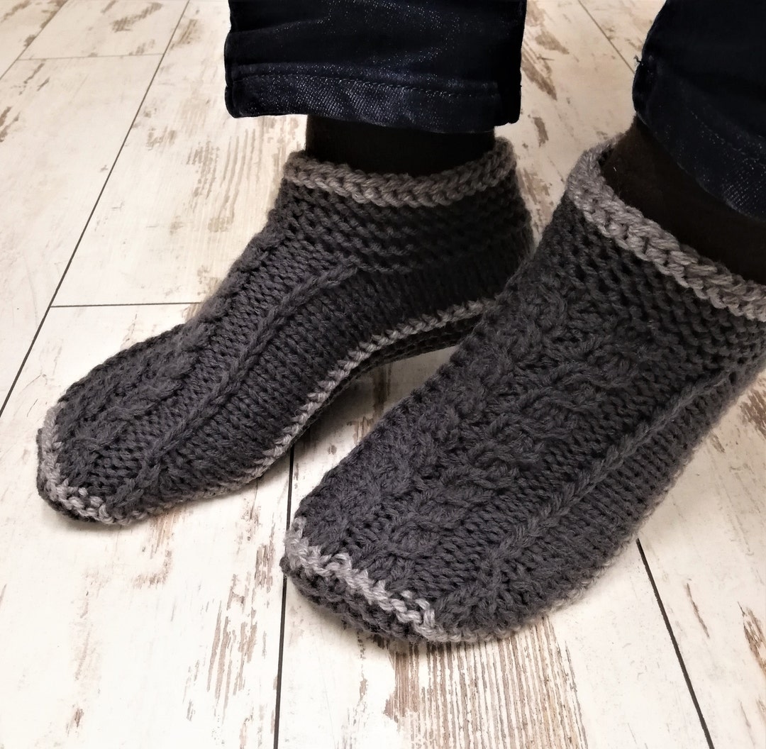 Knit Slippers for Men With Double Soles/men Slipper Boots/slipper Boots ...