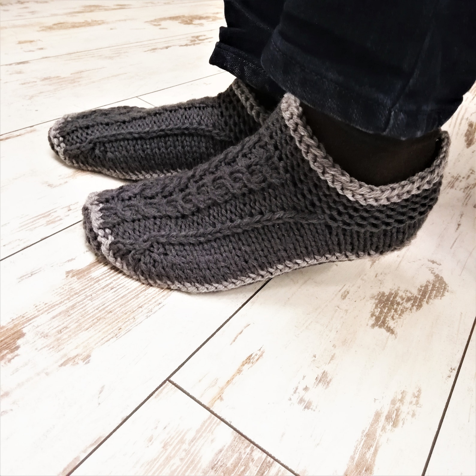 Knit Slippers for Men With Double Soles/men Slipper Boots/slipper Boots ...