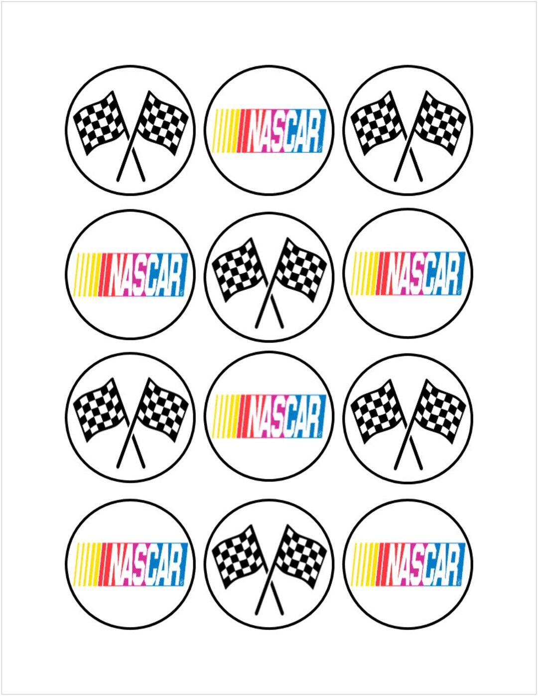 Edible Nascar Themed Cupcake Cookie Toppers - Etsy