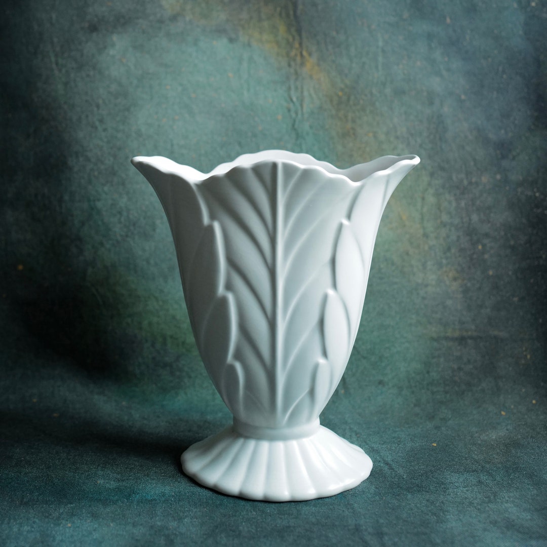 Tall Vintage Beswick Ware Elegant Leaf Design Ceramic Mantel Vase ...