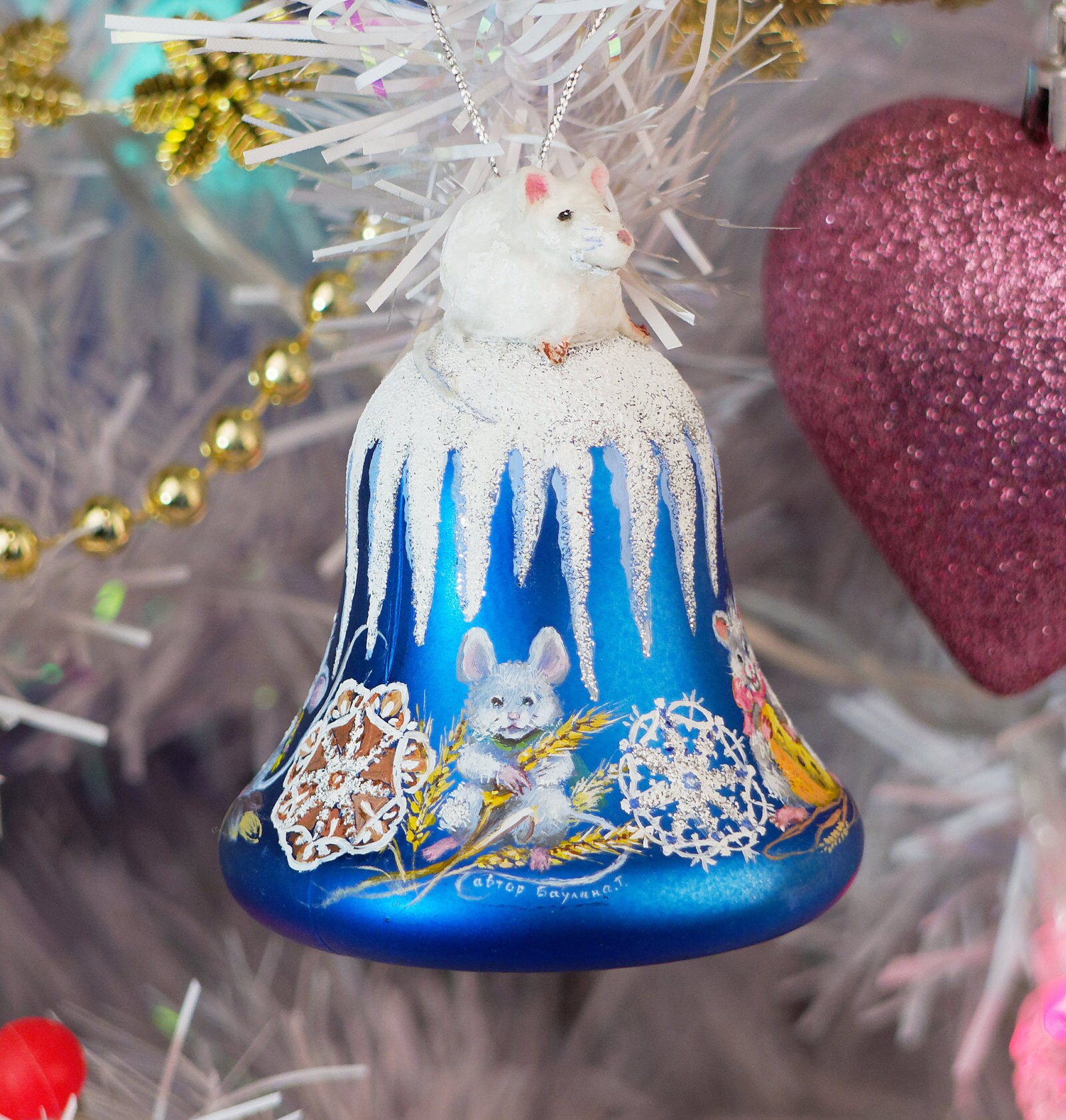 Campana del árbol de Navidad Adorno navideño pintado a mano | Etsy