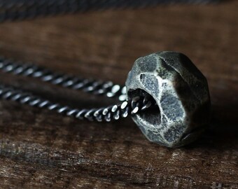 Mens Necklace Rustic Dark Pendant for Men in Sterling Silver - Etsy