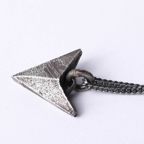 Mens Necklace Triangle Pendant Handmade in Sterling Silver | Etsy