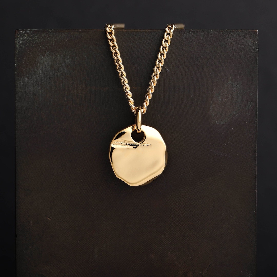 Mens Necklace Chip Pendant for Men in 18K Gold Vermeil - Etsy