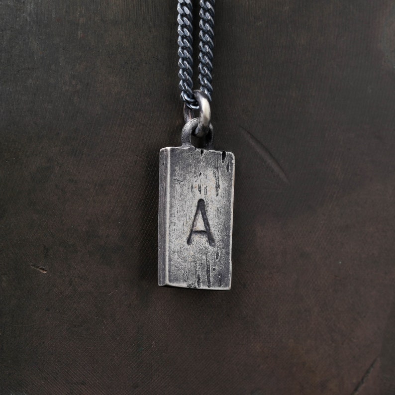 Mens Necklace Custom Initial Pendant in Sterling Silver - Etsy