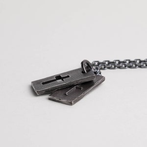 Men's Necklace Cross Tags Pendant Handmade in Sterling Silver - Etsy