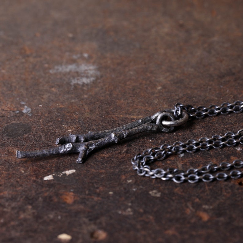 Men's Necklace Double Twig Wood Pendant Handmade in | Etsy