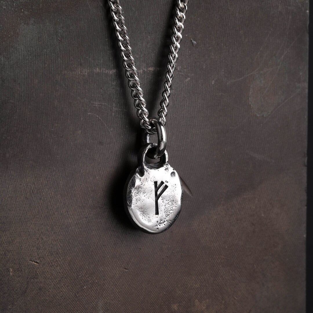 Mens Necklace Elder Futhark Runes Tag Pendant for Men in Sterling ...