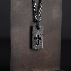 Men's Necklace Cross Tags Pendant Handmade in Sterling Silver - Etsy
