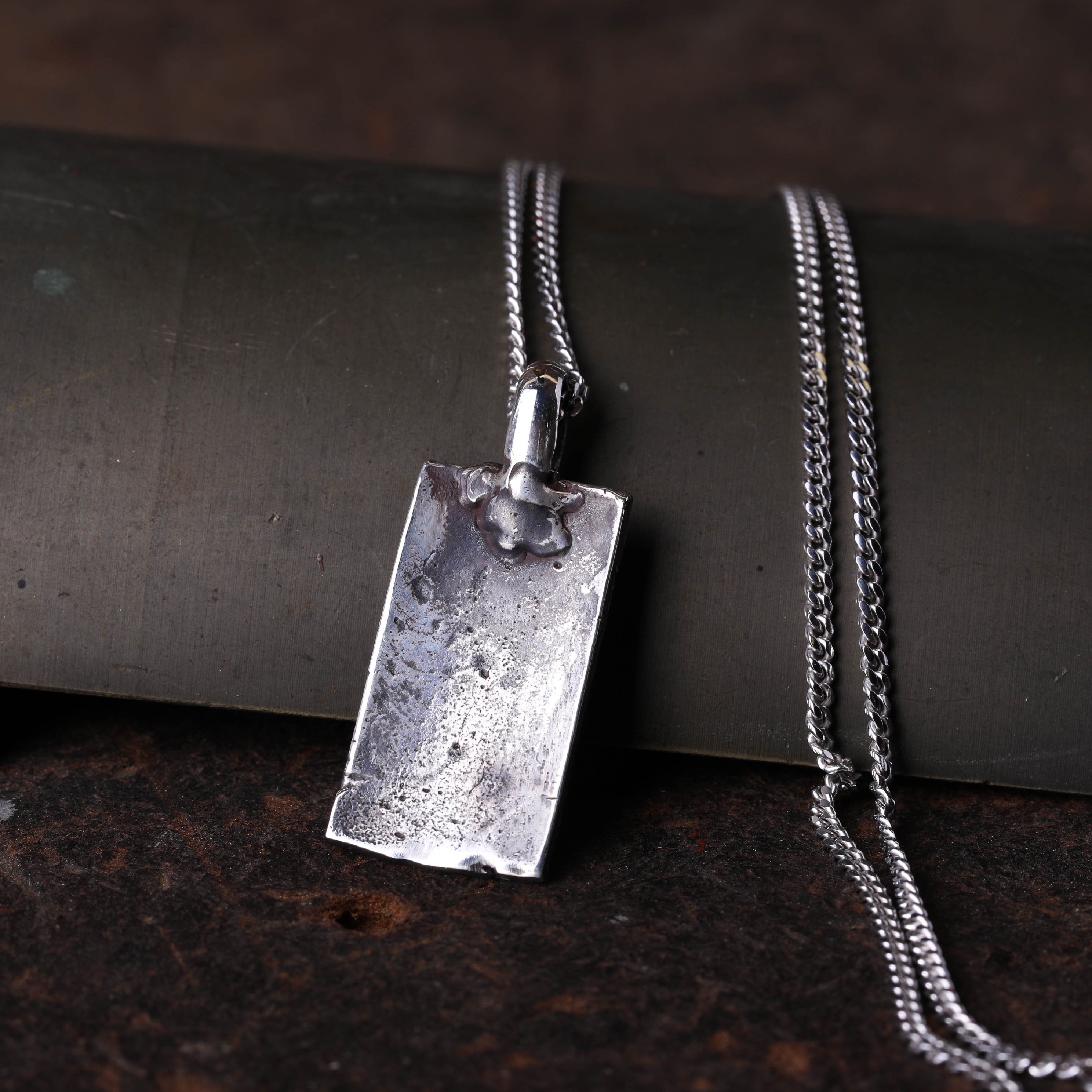 Mens Necklace Tree Print Pendant Handmade in Sterling Silver | Etsy