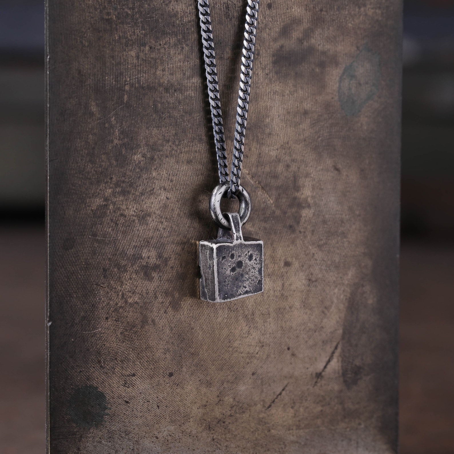 Man Necklace Cube Pendant Handmade in Sterling Silver | Etsy