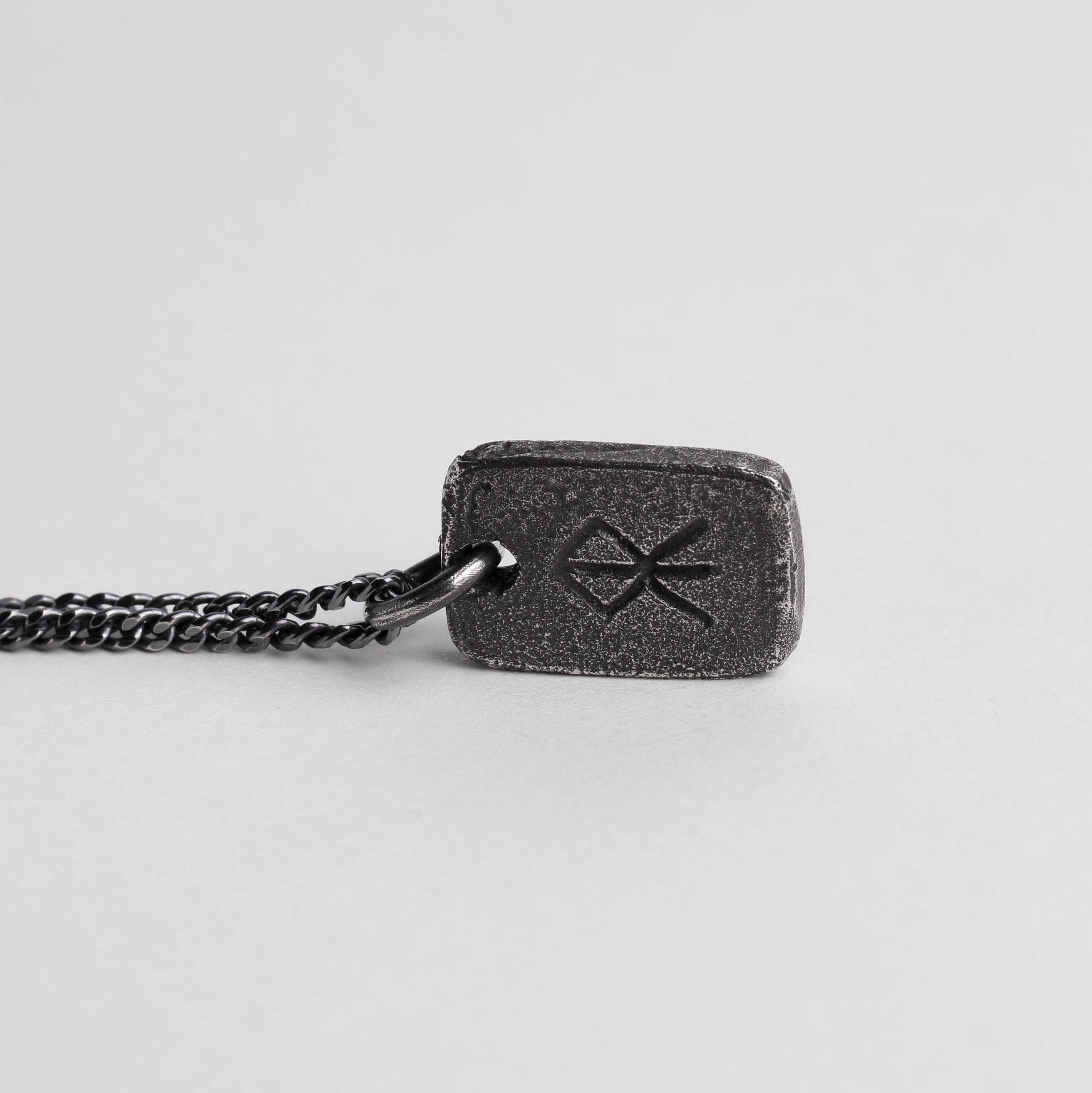 Men's Necklace Courage Rune Tag Pendant Handmade in Sterling Silver - Etsy