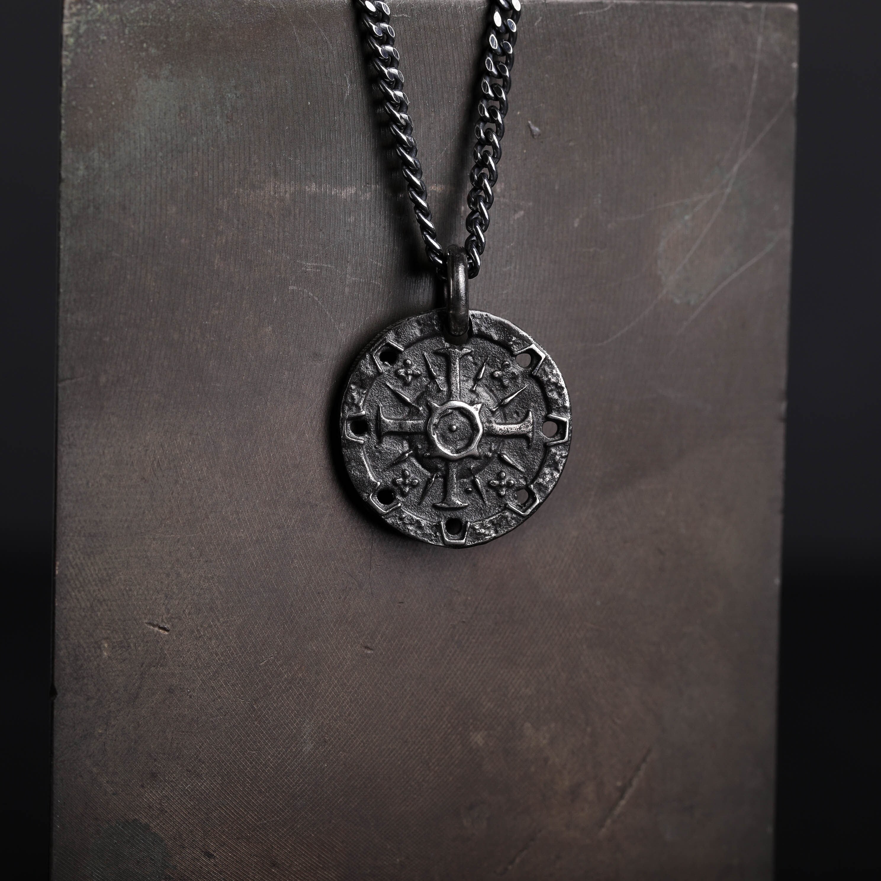 Men's Necklace Antique Doubloon Pendant Handmade in Sterling Silver for ...