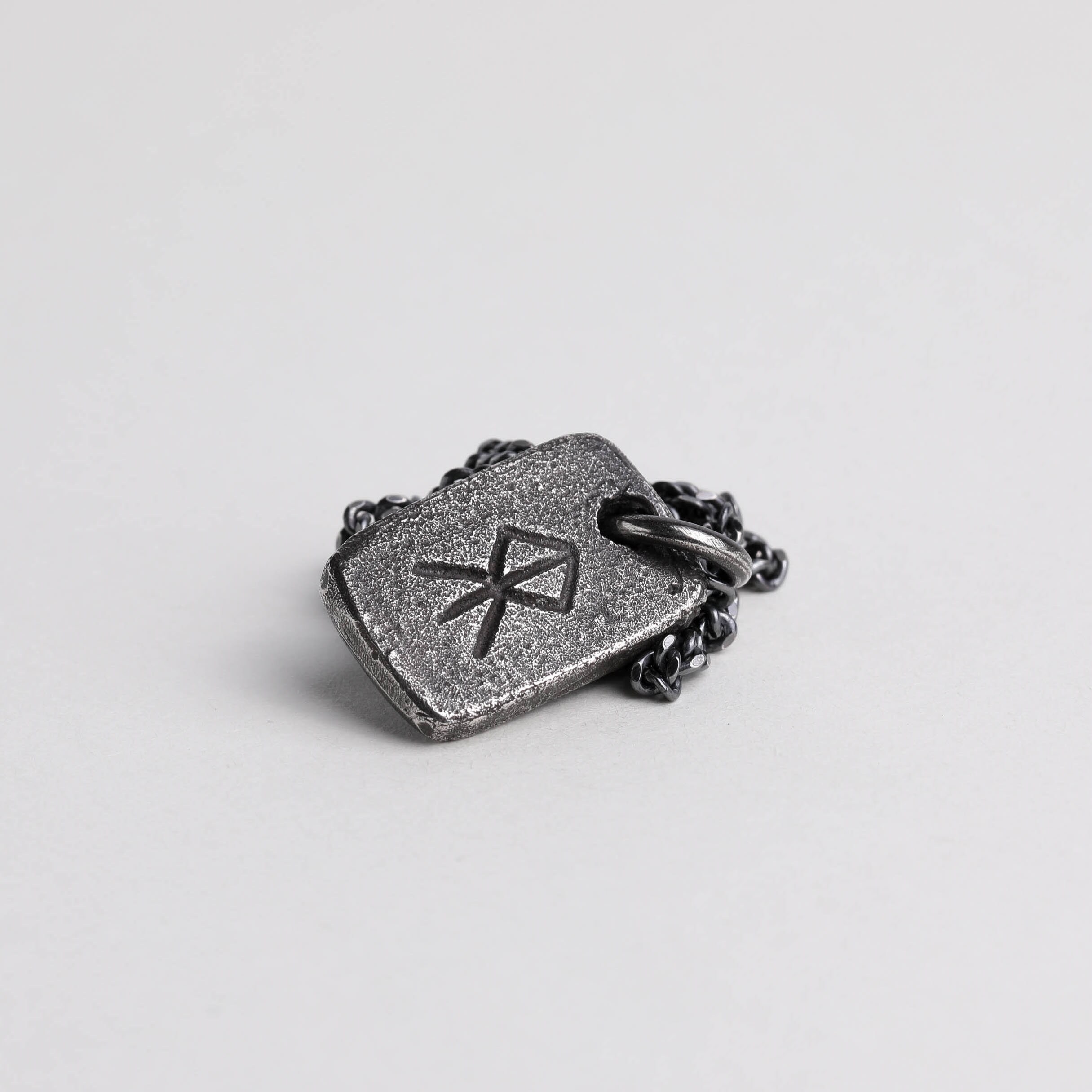 Men's Necklace Courage Rune Tag Pendant Handmade in Sterling Silver - Etsy