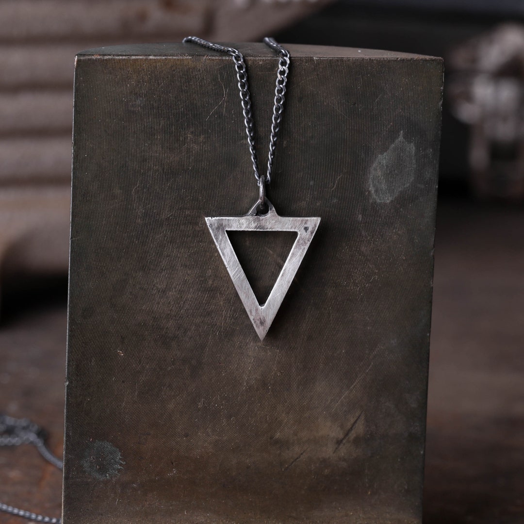 Mens Necklace Triangle Pendant Handmade in Sterling Silver - Etsy