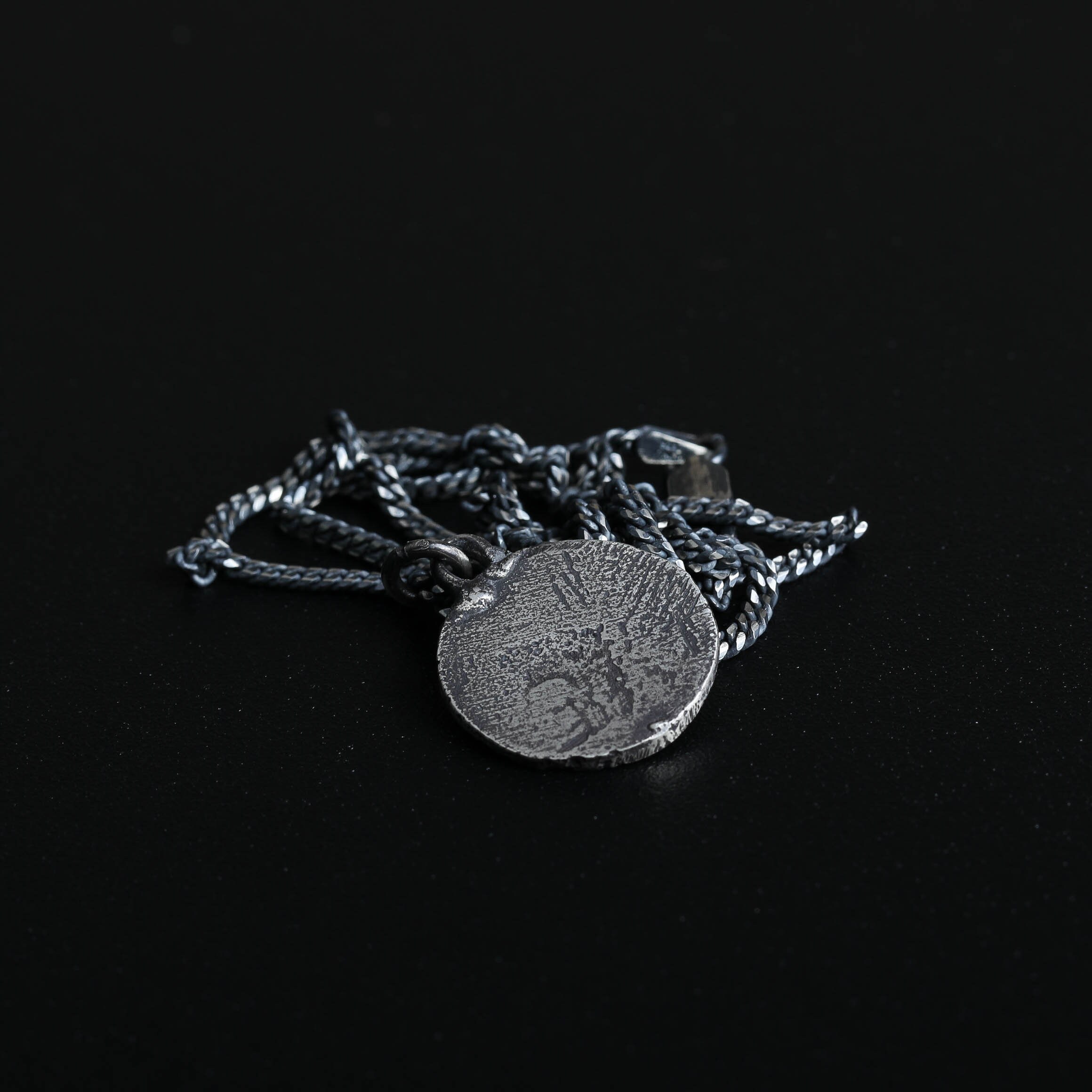 Mens Necklace Small Coin Amulet Pendant for Men in Sterling | Etsy