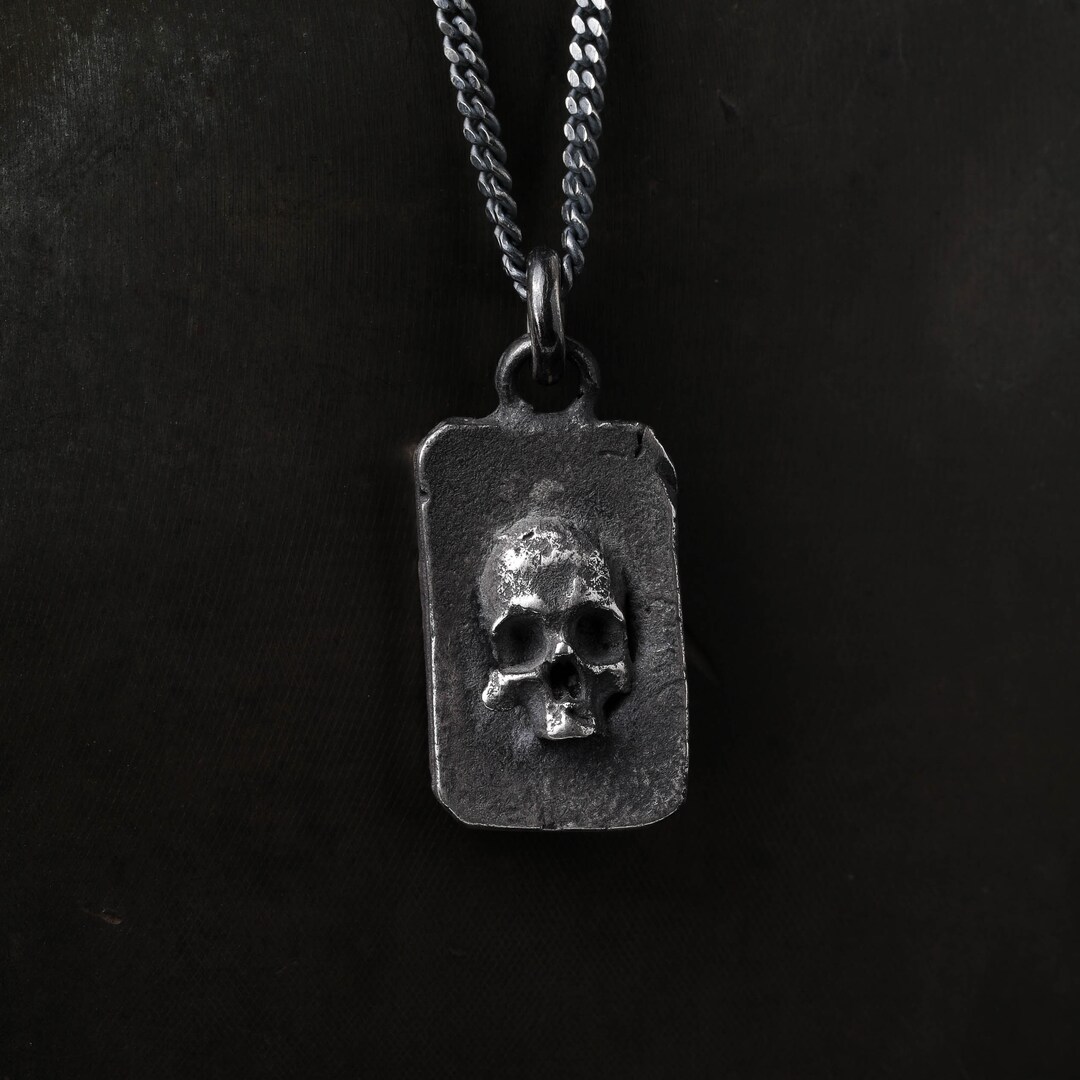 Man's Necklace Skull Memento Mori Pendant Personalized Engraving in ...