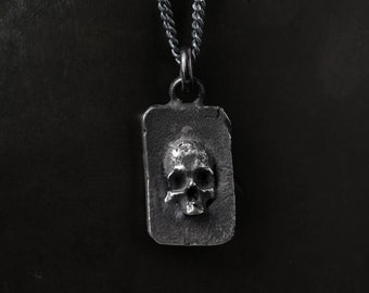 Man's Necklace Skull Memento Mori Stone Pendant in - Etsy