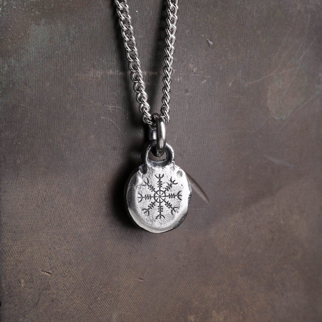Mens Necklace Viking Symbol Runes Tag Pendant for Men in Sterling ...