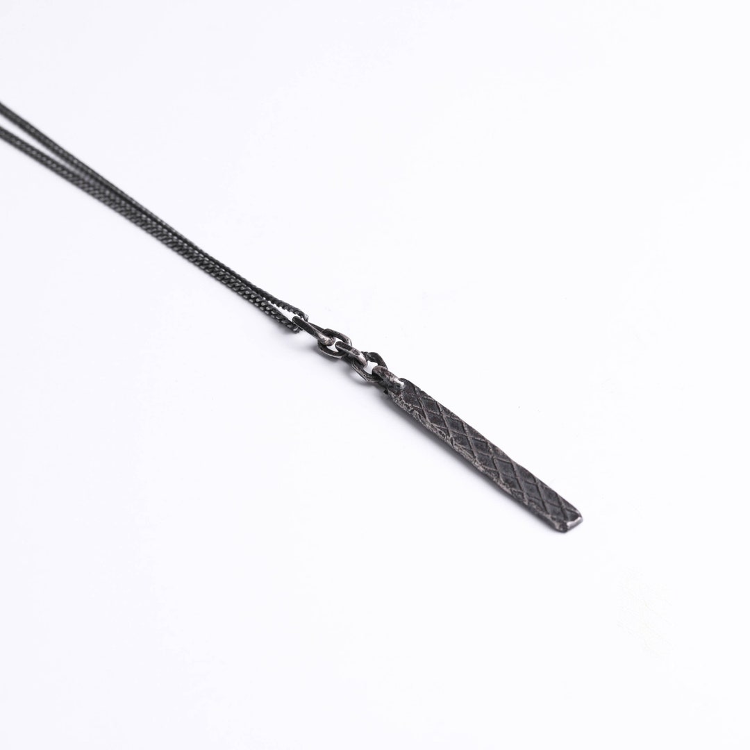 Mens Necklace Long Pendant With Link Chain for Men in Sterling Silver ...