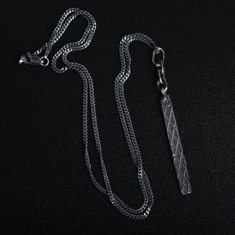 Mens Necklace Long Pendant With Link Chain for Men in Sterling Silver ...